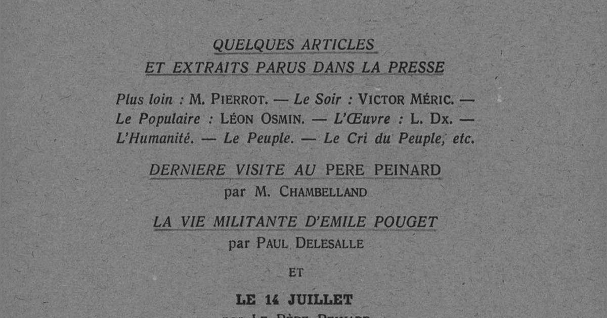 Emile Pouget. Ad memoriam - PARTAGE NOIR