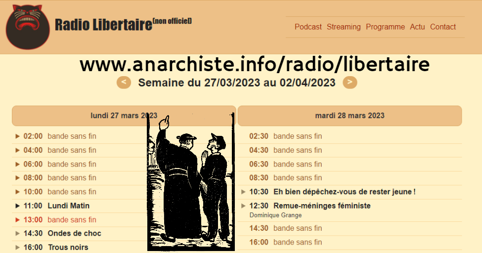 Programmes De Radio Libertaire Du 27 Mars Au 2 Avril 2023 Partage Noir