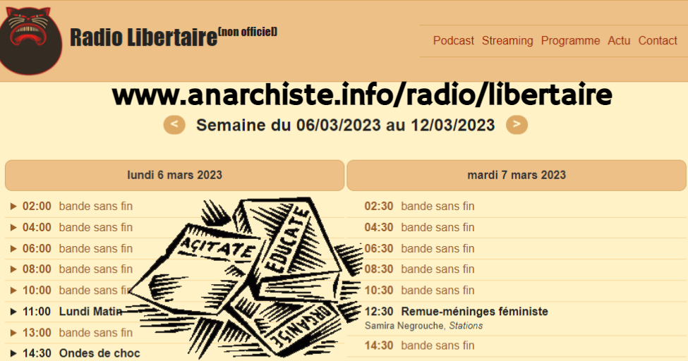 Programmes De Radio Libertaire Du 6 Au 12 Mars 2023 Partage Noir