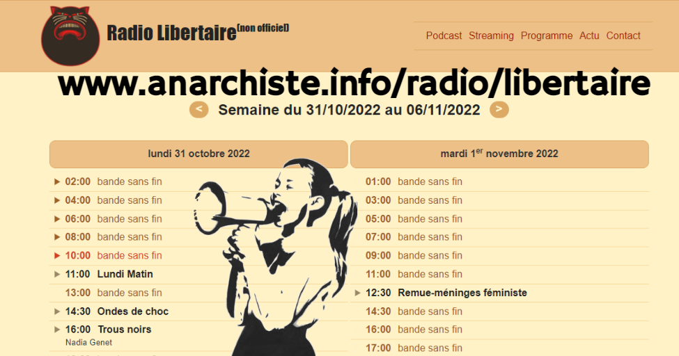 Programmes De Radio Libertaire Du 31 Octobre Au 6 Novembre 2022